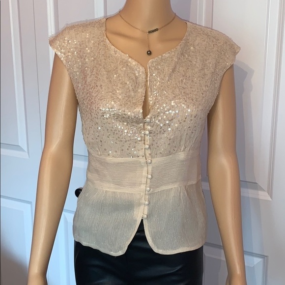 bebe | Tops | Bebe Champagne Color Sequins Blouse | Poshmark